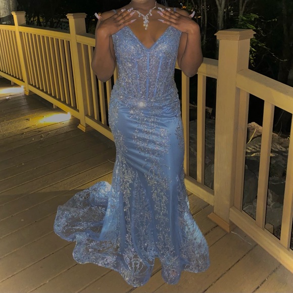 Dresses | Blue And Silver Formal Prom Dress | Poshmark